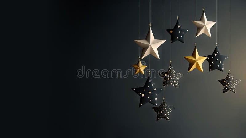 Different Style Stars Hang on Black Background Stock Illustration ...