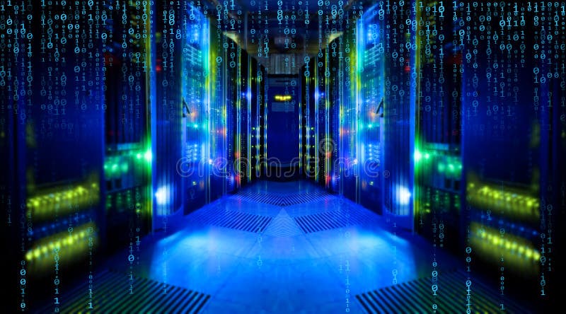 3D Render Digital Binary Code Matrix Background in Graphic Concept ...