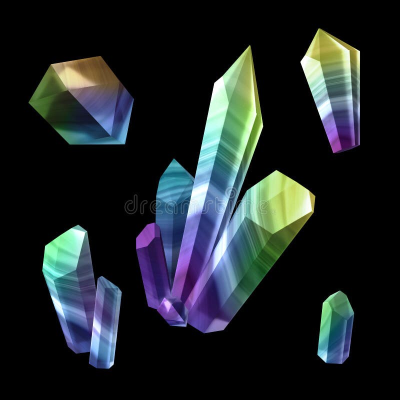 3d Render, Digital Clip Art, Abstract Crystals, Modern Gemstone ...