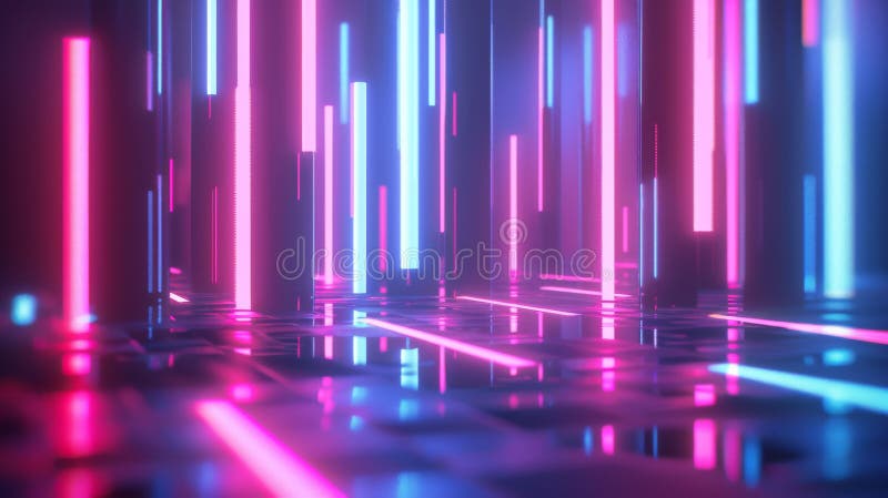 3d Render, Digital Illustration. Abstract Neon Light Background ...