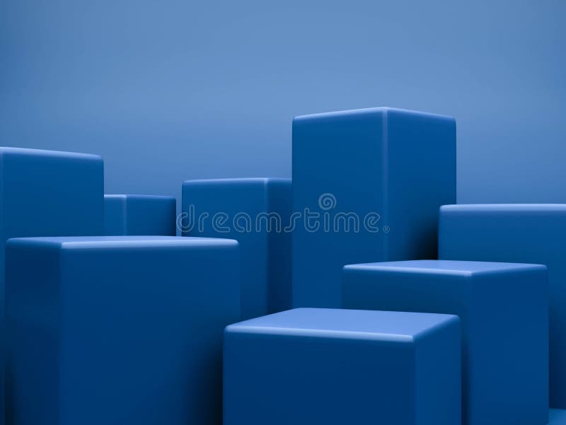 3d Render, Digital Illustration Studio Stage Scene with Light Blue ...