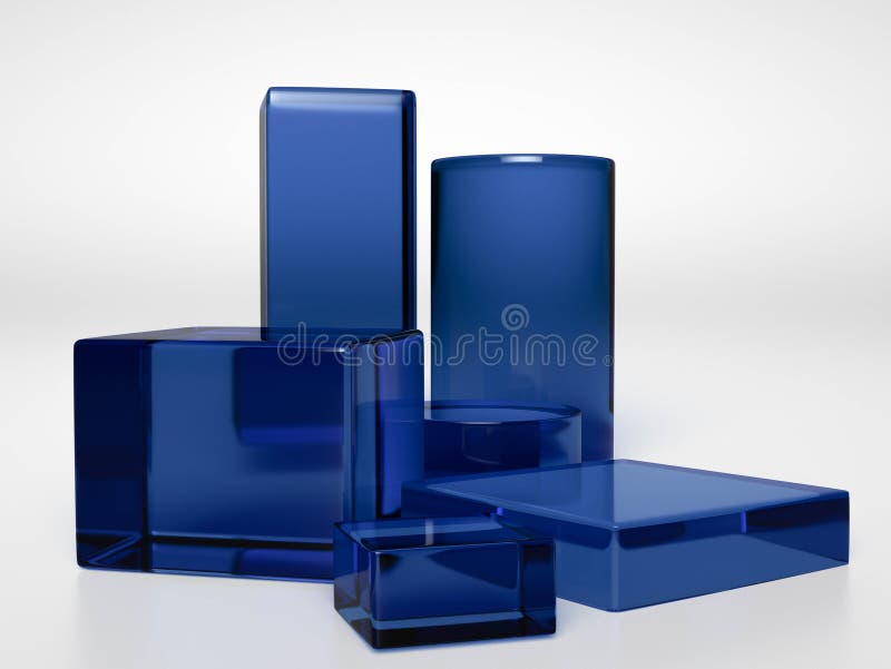 3d Render, Digital Illustration Studio Stage Scene with Translucent ...