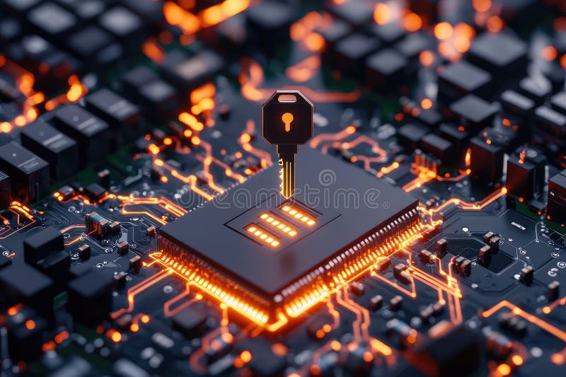 A 3D Render of a Digital Key with Holographic Locks and Encrypted ...