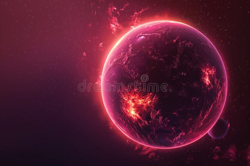 3D Render of a Digital Planet Globe Glowing with a Deep Red Hu Stock ...