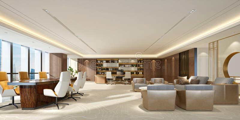 3d render of director room stock illustration. Illustration of ...