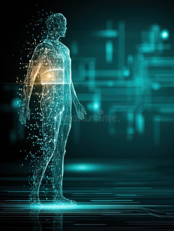 Digital Body Silhouette Showcasing Advanced Health Technology Stock ...