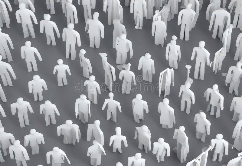 3D Render of Diverse Human Figures in a Crowd Stock Illustration ...
