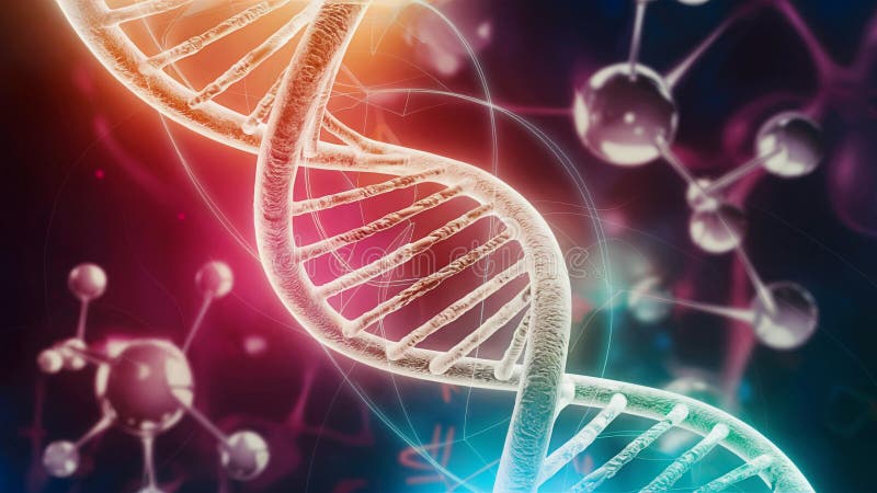 3d Render of Dna. Abstract Colorful Background, Model of Molecules ...