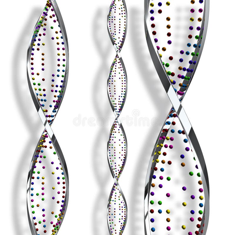 3D DNA Strands on a White Background Stock Illustration - Illustration ...
