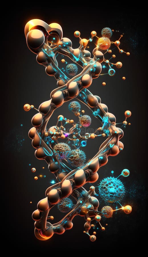 3d Render of DNA Structure on Black Background. 3d Illustration Stock ...