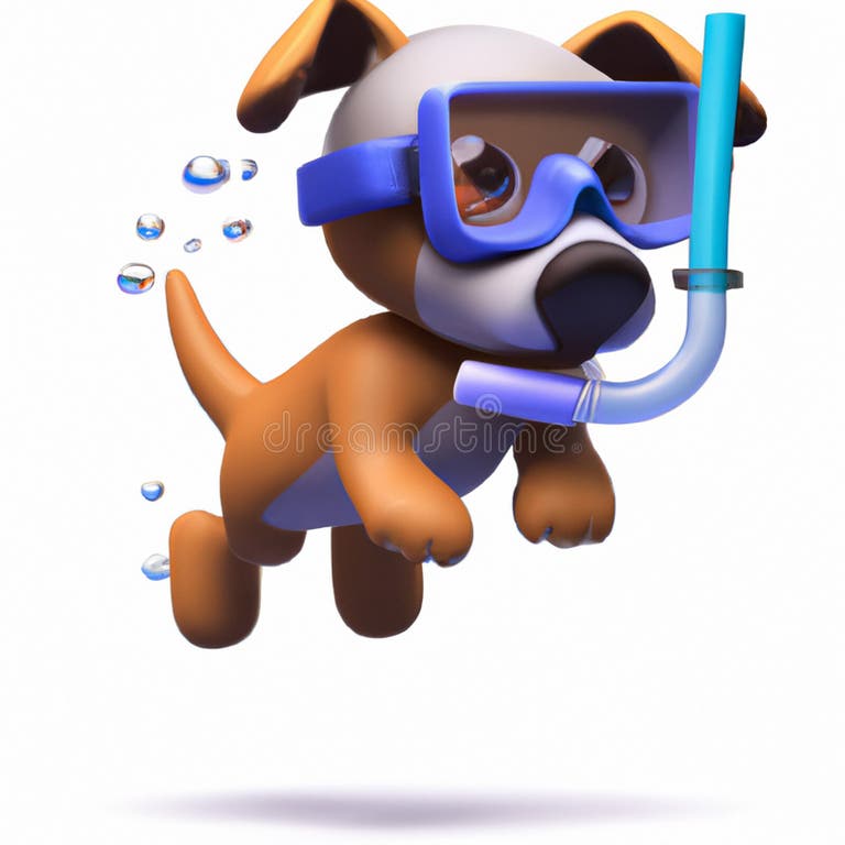 3d Render of a Dog Scuba Diving Stock Illustration - Illustration of ...