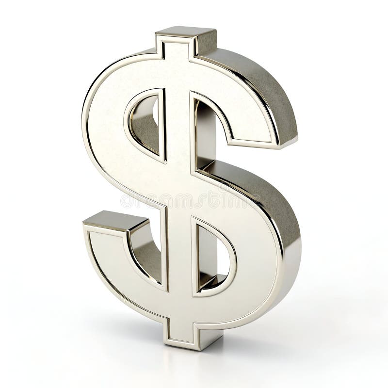 3D Render Dollar Sign Isolated on White Background Stock Illustration ...