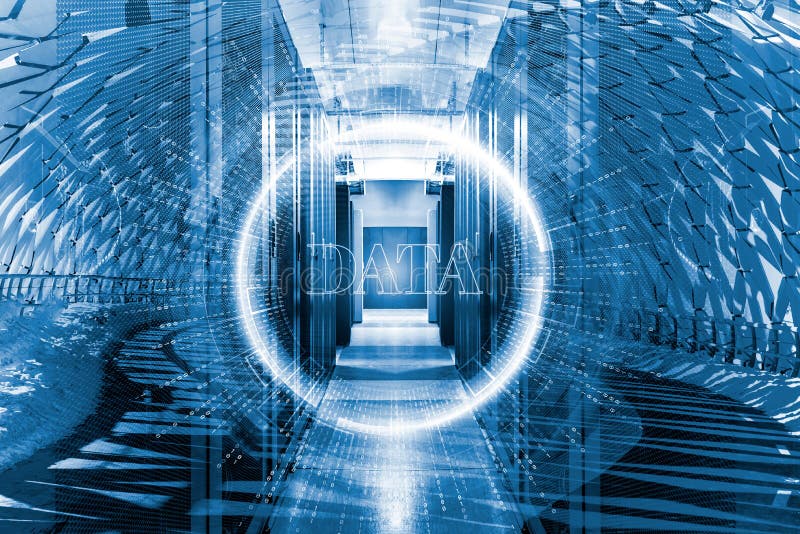 3d Render Dolly Shot of the Interior of a Data Center with Glowing ...