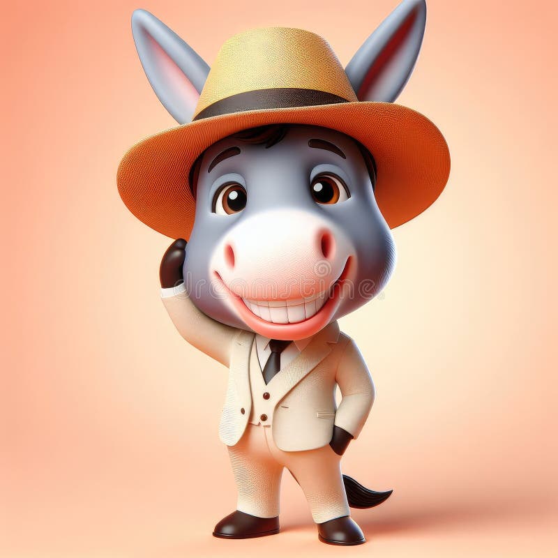 3d Render of Donkey Wearing Hat and Suite Stock Illustration ...