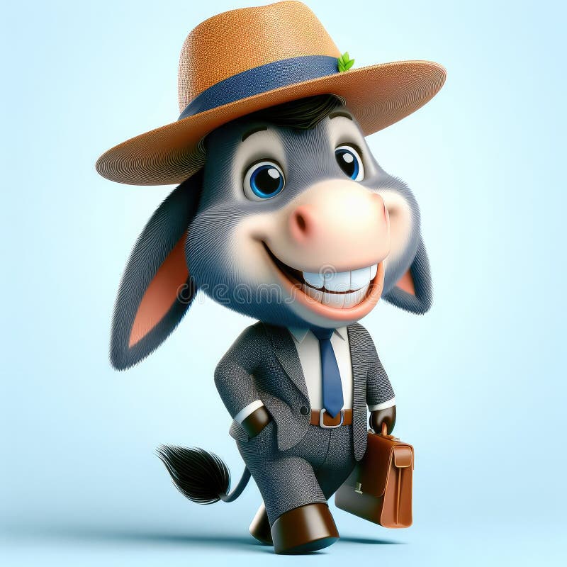 3d Render of Donkey Wearing Hat and Suite Stock Illustration ...