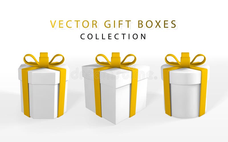 3D Render and Draw by Mesh Realistic Gift Box with Bow. Paper Box with ...