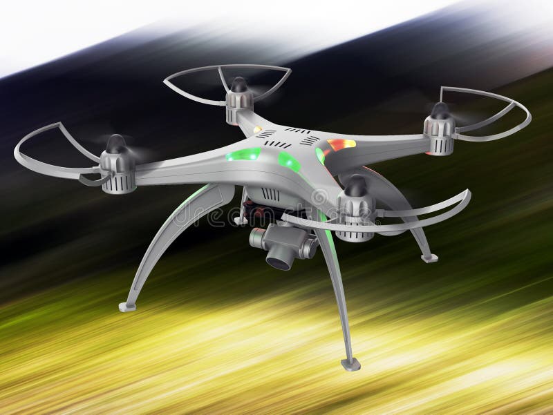 3d Render of the Drone in Flight Stock Illustration - Illustration of ...