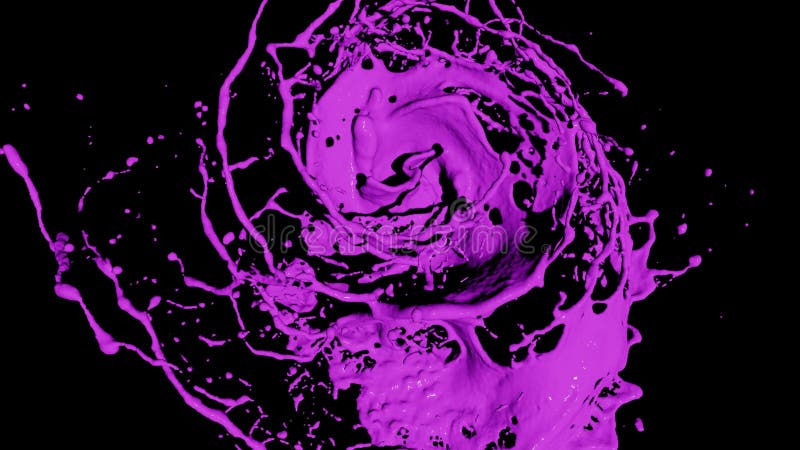 3D Render. Drops of Pink Liquid Swirl on a Black Background. Stock ...
