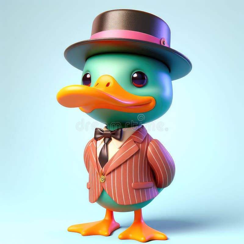 3d Render of Duck Wearing Hat and Suite Stock Illustration ...