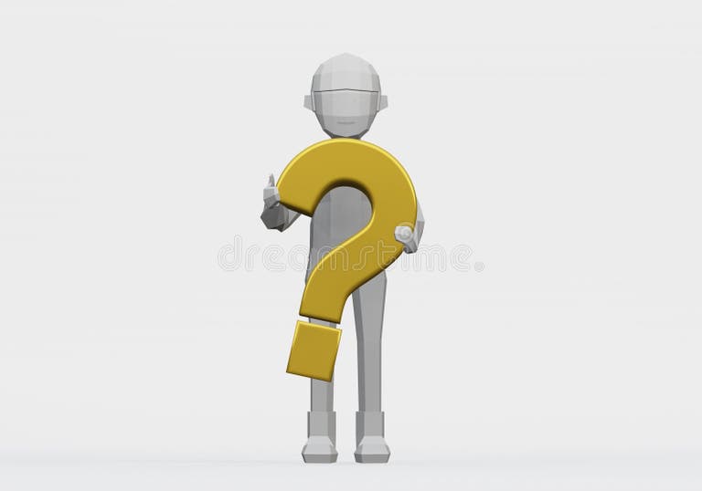 3d Render of Dummy Holding a Question Mark Stock Illustration ...