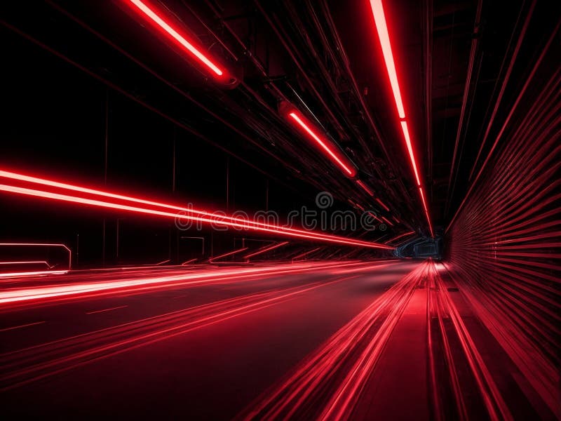 3D Render,dynamic Abstract Background,red Glowing Rods Shooting Forward ...