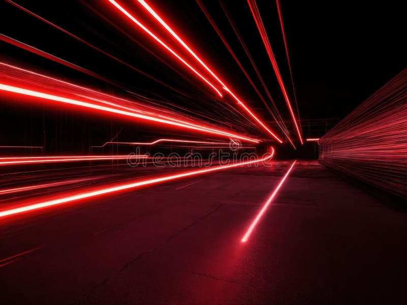 3D Render,dynamic Abstract Background,red Glowing Rods Shooting Forward ...