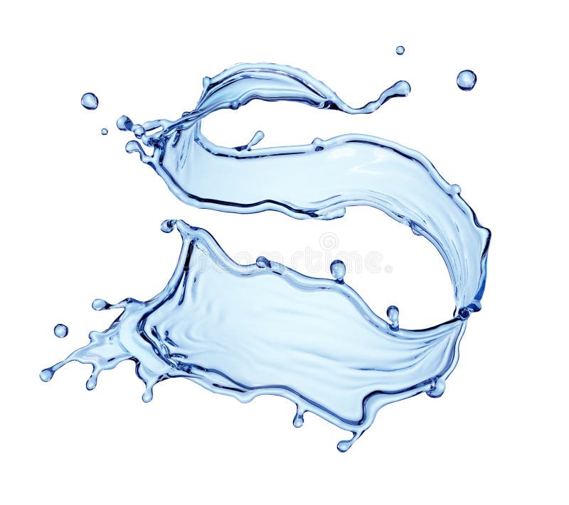3d Render, Dynamic Blue Water Jet, Wavy Splash Clip Art Isolated on ...