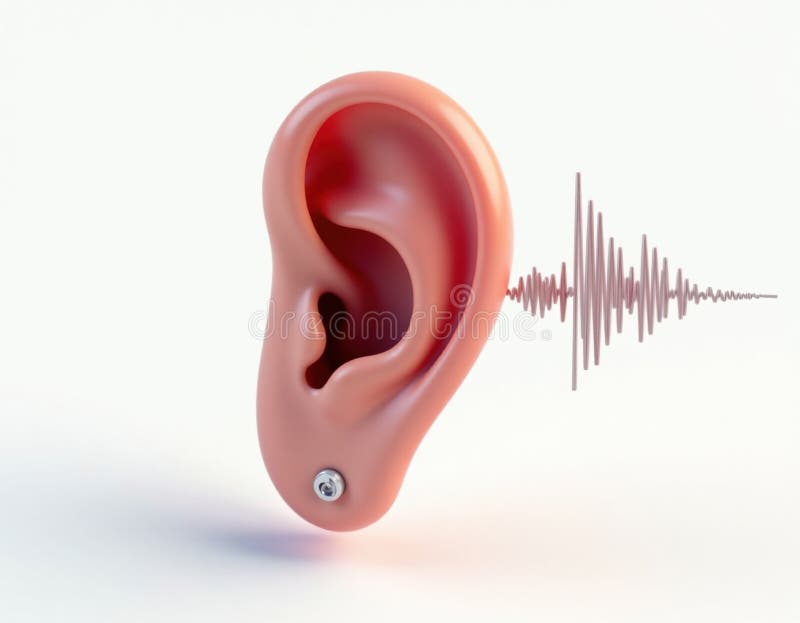 3D Render of Ear with Sound Waves - Hearing, Audio, and Auditory ...