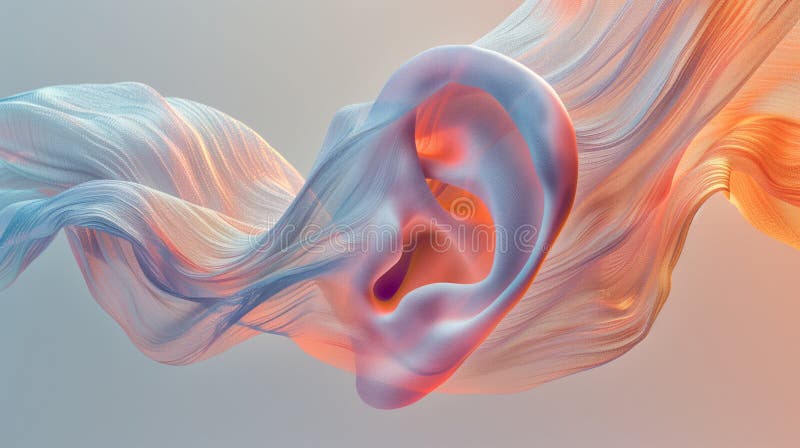 A 3D Render of an Ear Wrapped in Flowing, Pastel Fabric Stock ...