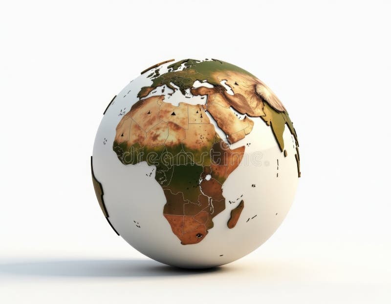 3D Render of Earth Globe with Detailed Topography and Country Borders ...
