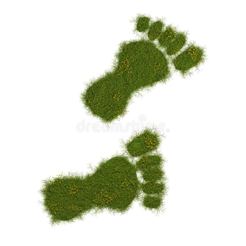 3d Render of an Ecological Footprint, Grassy Footprint on a White ...