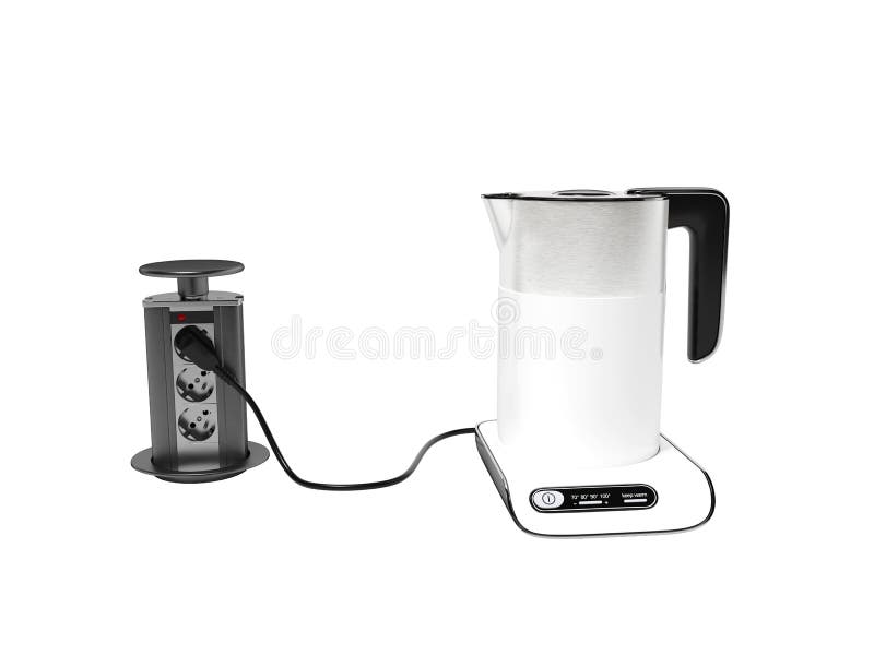 3d Render Electric Kettle Plugged in Illustration on White Background ...