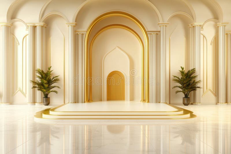 Luxurious Neoclassical Stage with Arches and Gold Accents Stock ...