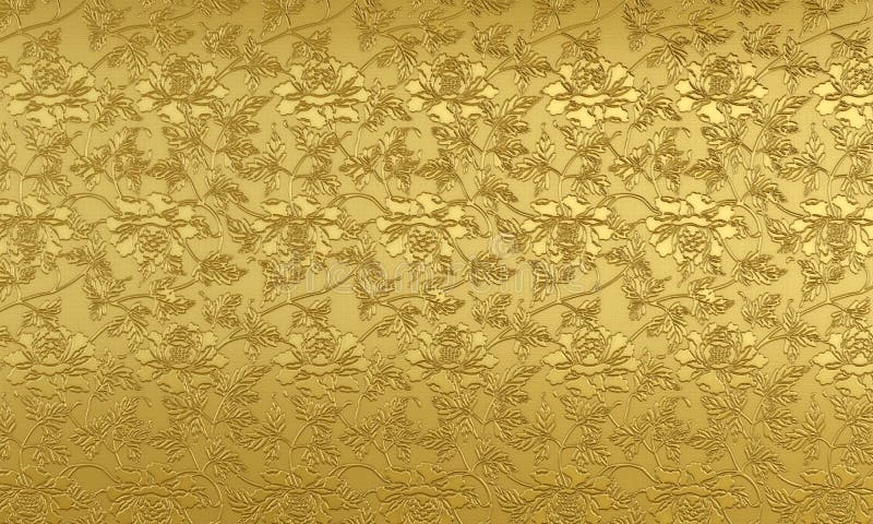 3D Render : Embossed Abstract Pattern Engraved on Gold Surface Stock ...