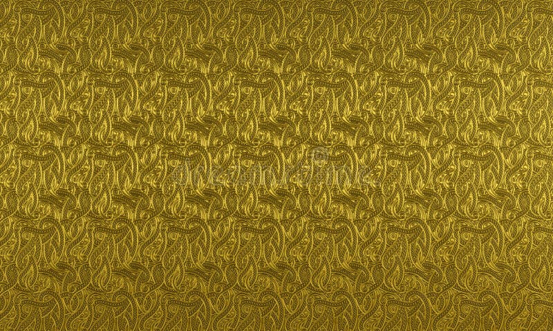 3D Render : Embossed Abstract Pattern Engraved on Gold Surface Stock ...