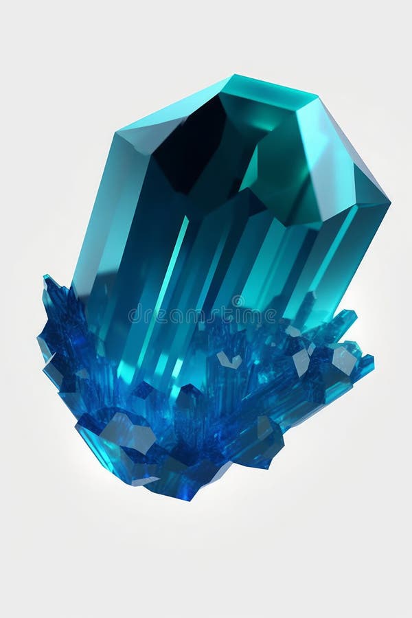 3d Render, Emerald Blue Crystal Isolated on Transparent Background ...