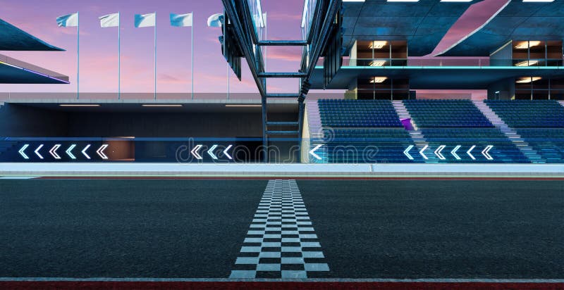 3d Render Empty Asphalt International Race Track with Start and Finish ...