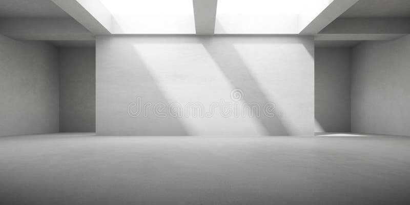 3D Render of Empty Concrete Room with Shadow on the Wall Stock ...