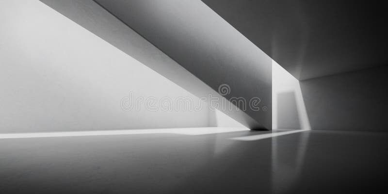 3d Render of Empty Concrete Room with Shadow on the Wall Stock ...