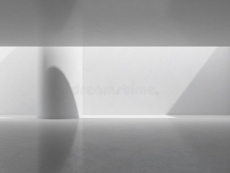 3d Render of Empty Concrete Room with Shadow on the Wall Stock ...