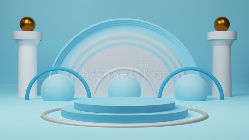 3d Render Empty Light Blue Stand. Stock Illustration - Illustration of ...