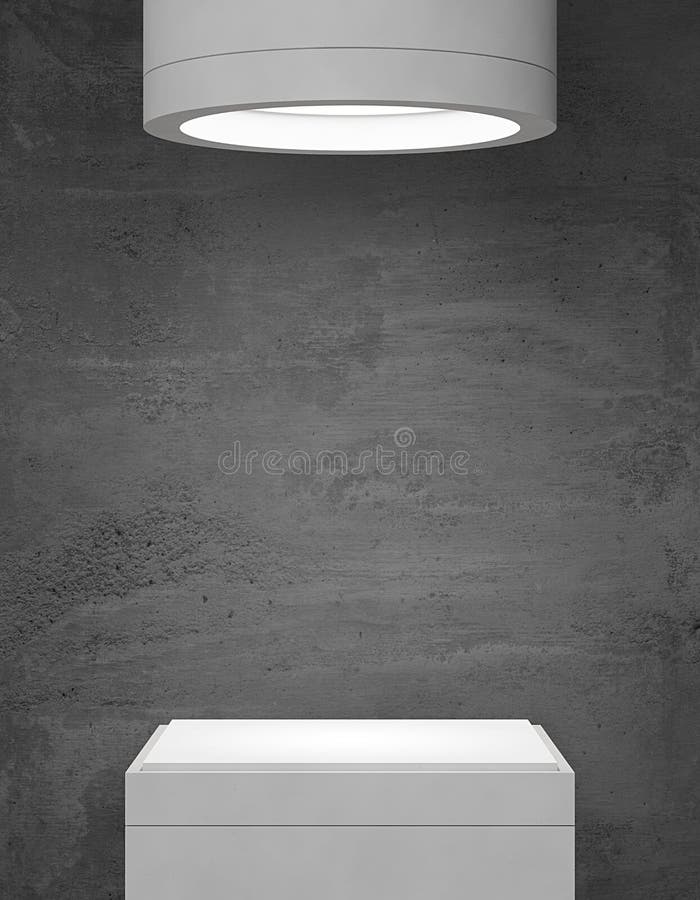 3D Render of Empty Monochrome Stage Area with Overhead Light and Plinth ...