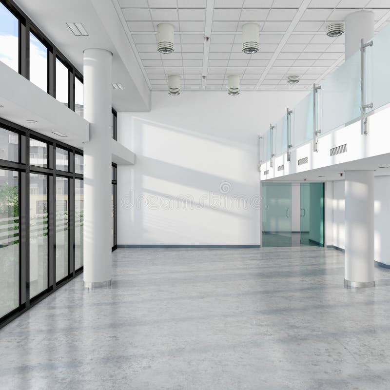 3d Render - Empty Office Building - Modern Architecture Stock ...