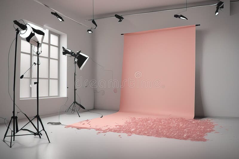 3 D Render of Empty Photo Studio with Pink Studio Background3 D Render ...
