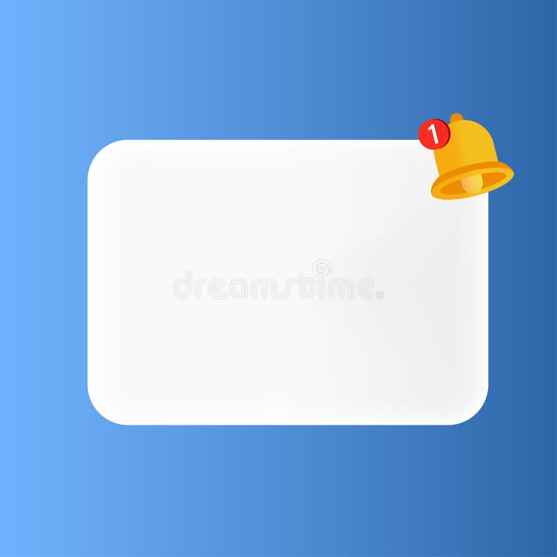3d Render Empty Reminder Popup, Push Notification Icon with Cute Yellow ...