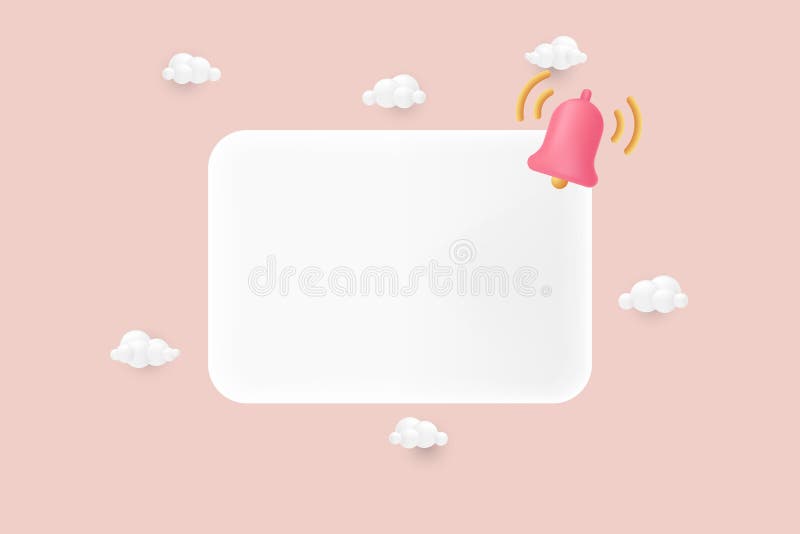 3d Render Empty Reminder Popup, Push Notification 3d Icon with Pink ...