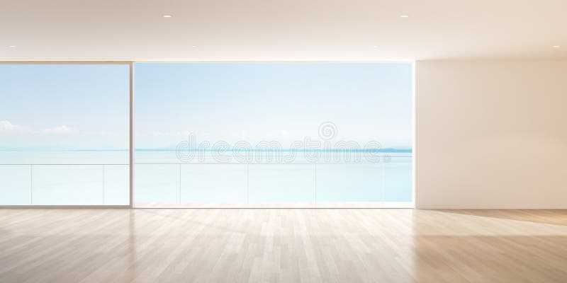3d Render of Empty Room with Wooden Floor and Wall Stock Illustration ...
