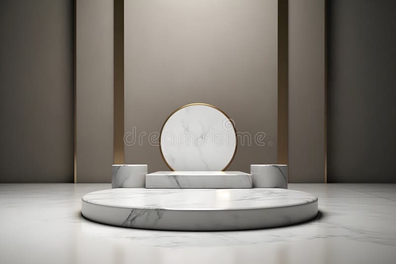 3d Render Empty Space White Marble Texture Podium. Podium for Product ...