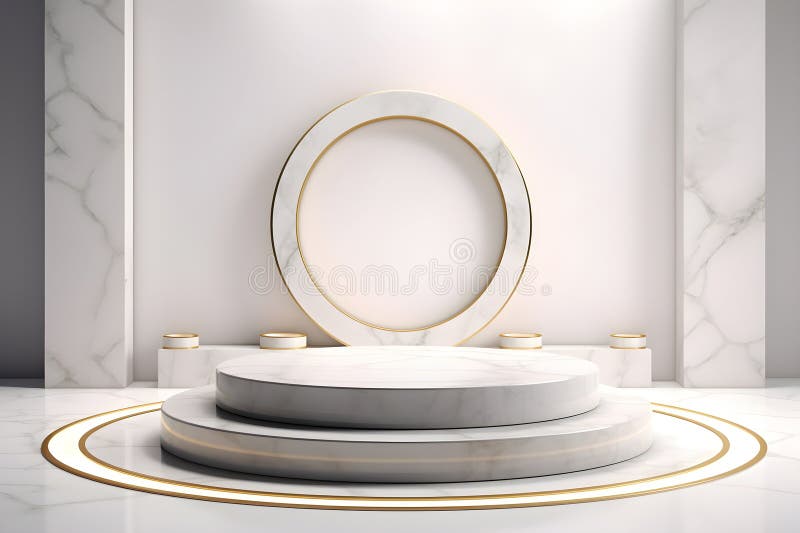 3d Render Empty Space White Marble Texture Podium. Podium for Product ...