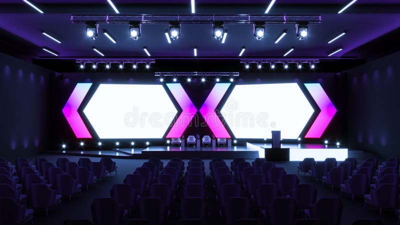 Empty Stage Design for Mockup, Stage Event with Led Screen Stock ...